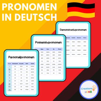 German Pronouns Charts By Nena Creations Tpt