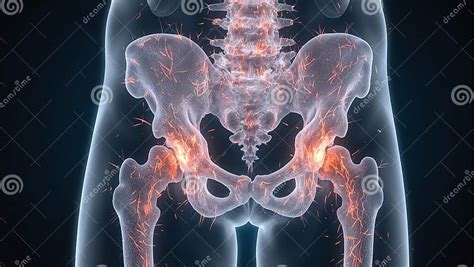 Hip Joint With Osteoarthritis Bone Spurs Detailed Anatomy Educational Visualization Stock