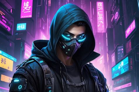 Premium Photo Fantasy Cyberpunk Hacker On Cyberpunk Background