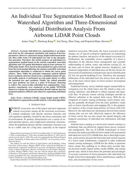 Pdf An Individual Tree Segmentation Method Based On Watershed Algorithm And 3d Spatial
