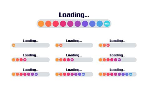 Set Of Loading Bar Vector Illustration Progress Visualization Loading