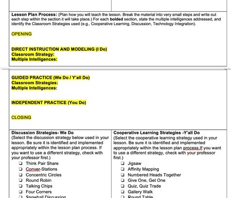 Lesson Plan Process Plan How You Will Teach The