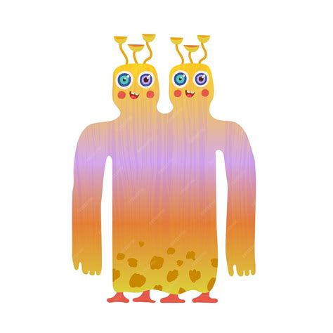 Uma Alegre Ilustração Plana De Vetor De Gêmeos Alienígenas Rosa E