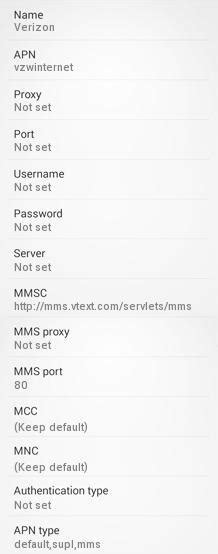 Verizon G Apn Settings For Android G G Apn Usa