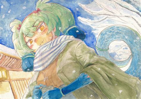 Safebooru 1girl Alcohol Blue Hair Elbow Gloves Fang Gloves Green Hair