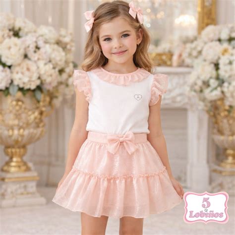 Conjunto NiÑa Gasa Rosa 5 Lobiños Moda Infantil