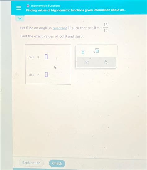 solved trigonometric functions finding values of