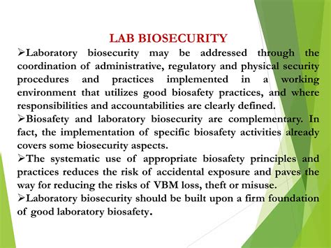 Biosafety And Biosecurity Lab Biosecurity Pptx