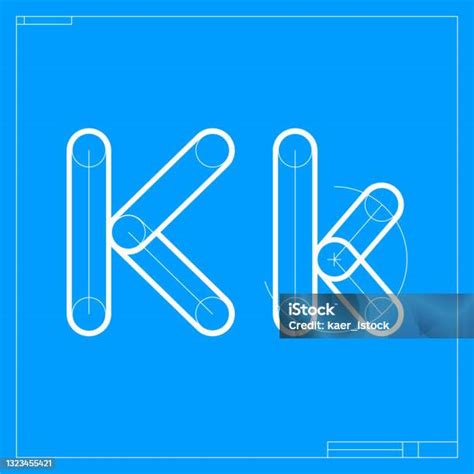 Cetak Biru Sketsa Huruf K Logo Dengan Garis Konstruksi Ilustrasi Stok Unduh Gambar Sekarang