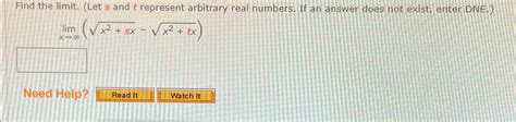 solved find the limit let s ﻿and t ﻿represent arbitrary
