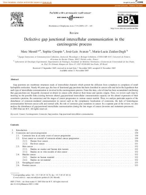 Pdf Defective Gap Junctional Intercellular Communication In The