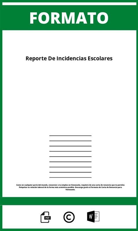 Formato De Reporte De Incidencias Escolares 2026