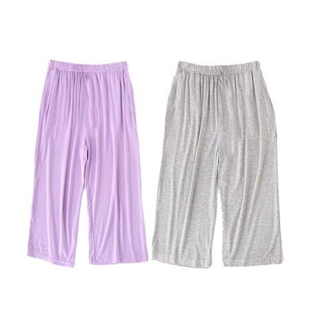 女士七分裤薄款夏纯棉莫代尔休闲宽松大码家居裤睡裤空调裤睡裤女虎窝淘