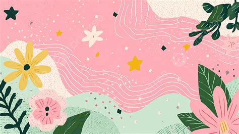 Cute Nature Floral Flower Leaf Minimalist Girly Background Wallpaper Wallpaper Cute Nature