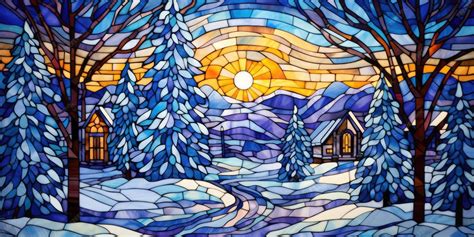 Premium Photo Stained Glass Winter Wonderland Create A Snowy