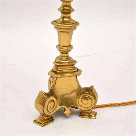 Pair Of Antique Solid Brass Table Lamps Marylebone Antiques