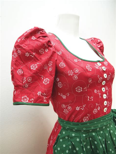 Salzburg Dirndl Look Red With Viennese Seam New Dirndl With Apron Size 36