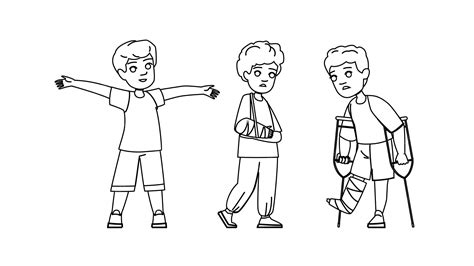 Osso Quebrado Garoto Menino Vetor Criança Fratura Perna Ferido Braço Acidente Pé Lesão