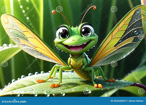 Grasshopper Animated Line Art Drawing Cartoon Vector Cartoondealer