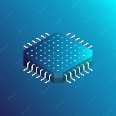 Premium Vector Cpu With Blue Lights And Effects Futuristic Microchip