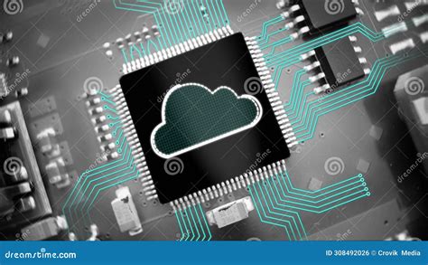 Cloud Computing Graphic Concept Cpu Chip Electronic 3d Render Stock