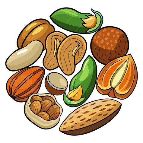Set Of Different Nuts Clip Art And Vector Design With White Background