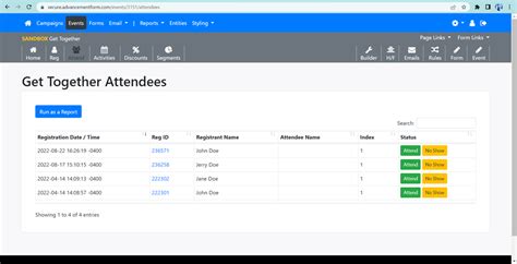 Recording Attendance Advancement Form