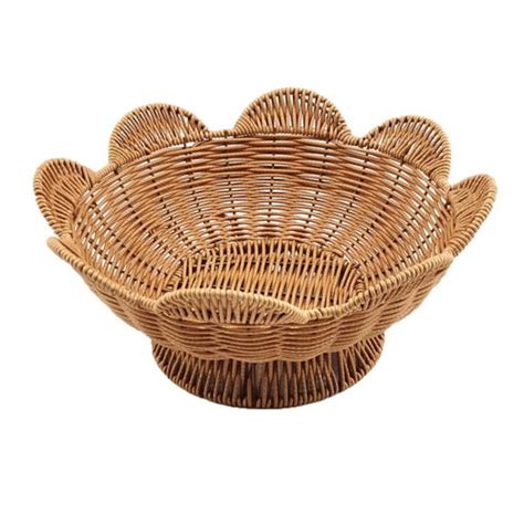 Huixinou Woven Rattan Bowl With Wavy Edge 122 Inches Natural Fiber