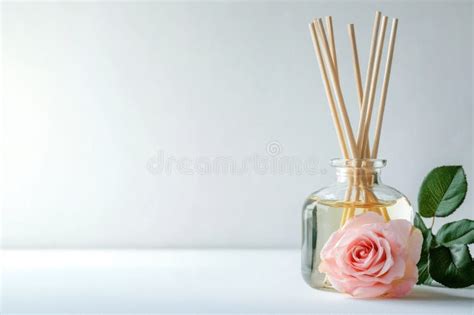 Fragrant Elegance Reed Diffuser And Pink Rose Stock Illustration