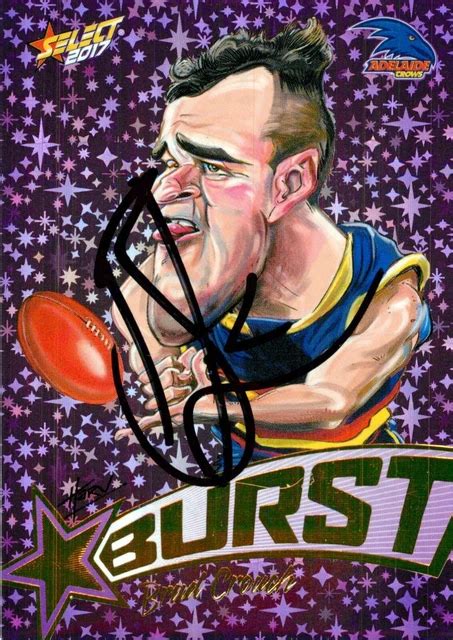 Signed 2017 Adelaide Crows Afl Select Starburst Purple Card Brad