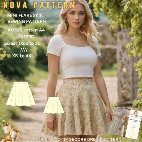 Mini Flare Skirt Sewing Pattern Xs 4xl A4us Lettera0 Pdf Etsy