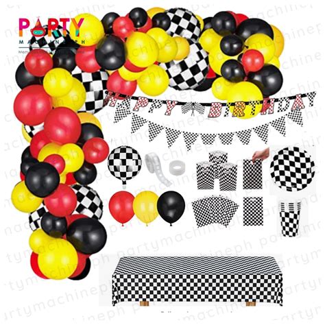 Checkered Birthday Party Theme Racing Cars Checkered Disposable Tableware Checkered
