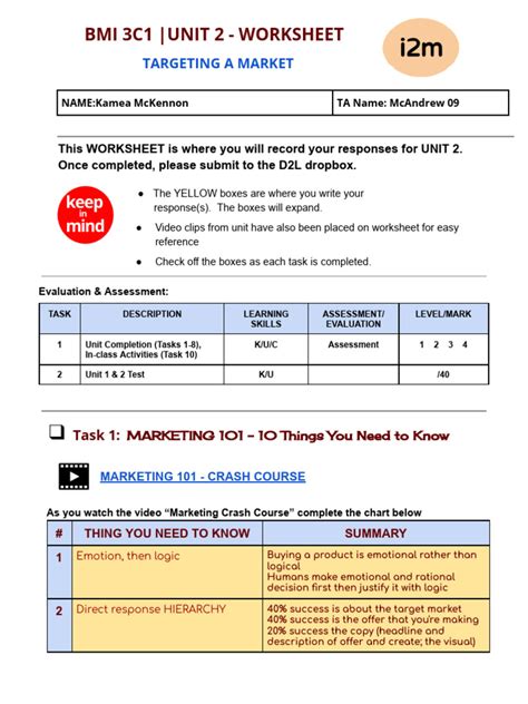 Bmi U2 Worksheet Pdf Demand Supply And Demand