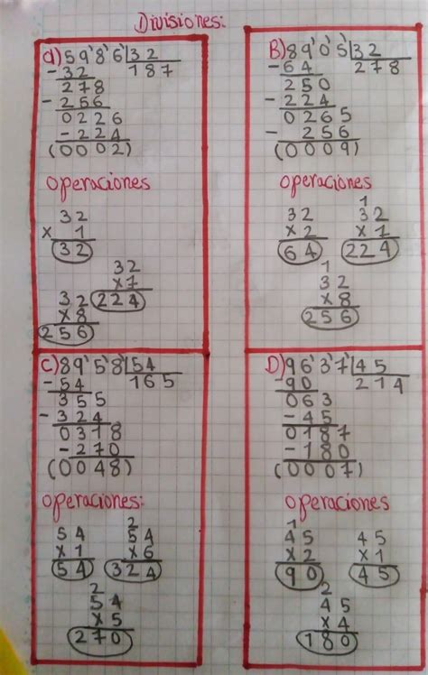 Me Podrías Ayudar A Resolver Estas Divisiones Paso A Paso Gracias 5 986÷32 8 905÷32 8 958÷54 9