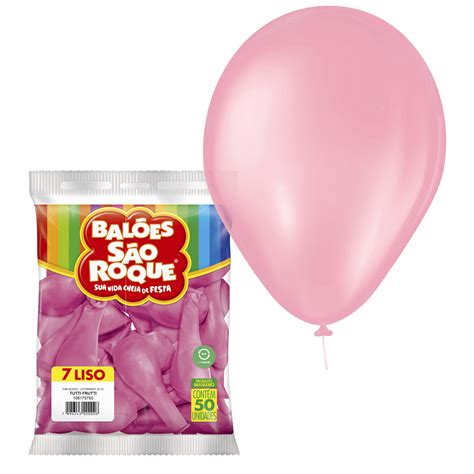 Balão São Roque Rosa Tutti Frutti Liso 7 Polegadas 50 Un Extra Festas
