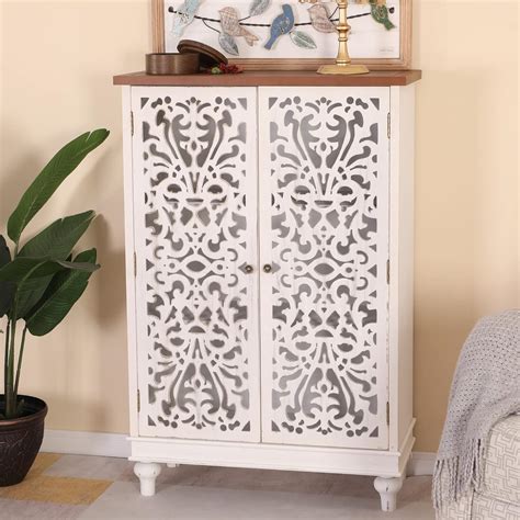 Mfstudio Accent Tall Wood Storage Cabinet Buffet Sideboard