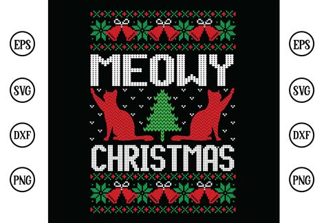 Meowy Christmas Ugly Sweater Design Graphic By Bdbgraphics · Creative