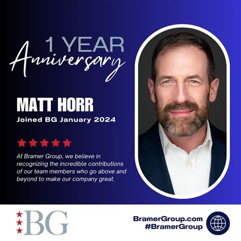 Congratulations Matthew Horr Director International Programs On Your Anniversary Bramer Group