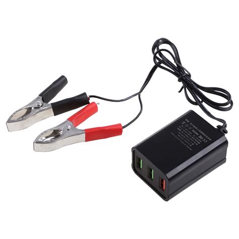 Converter Battery Clip 12v 24v Qc3 0 Usb Charger Power Adapter 3 Ports