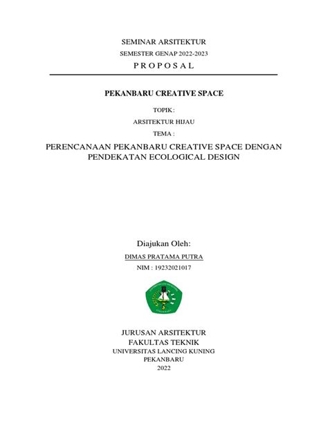 Perencanaan Pekanbaru Creative Space Dengan Pendekatan Ecological