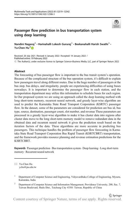 Passenger Flow Prediction In Bus Transportation System Using Deep Learning Request Pdf