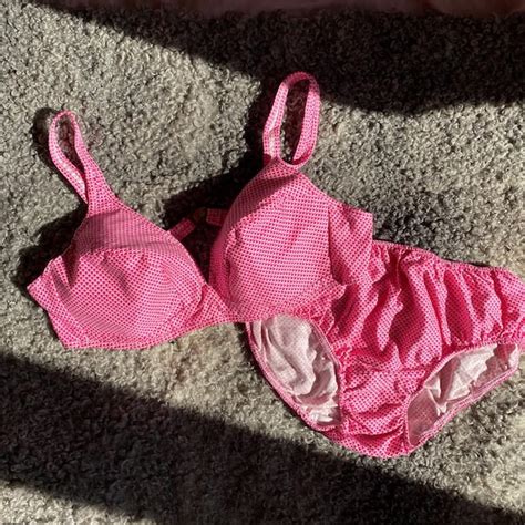 Vintage Cotton Bikini 80s Retro Pink Bra Swim Top An Gem