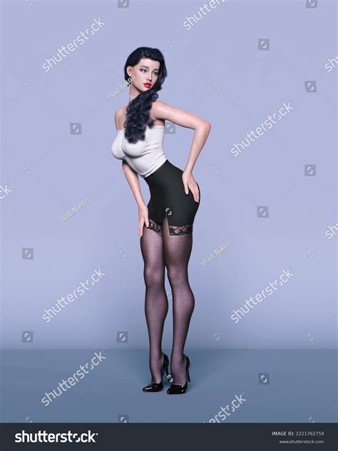 Sexy Secretary Black Mini Skirt Stockingbeautiful Stock Illustration 2221762759 Shutterstock