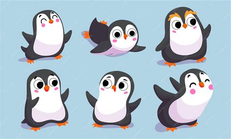 A Collection Of Cute Penguin Vector Illustrations Premium Vector