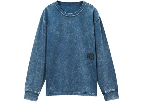 Acid Black Ice T By Alexander Wang Ls Puff Logo Bound Tee