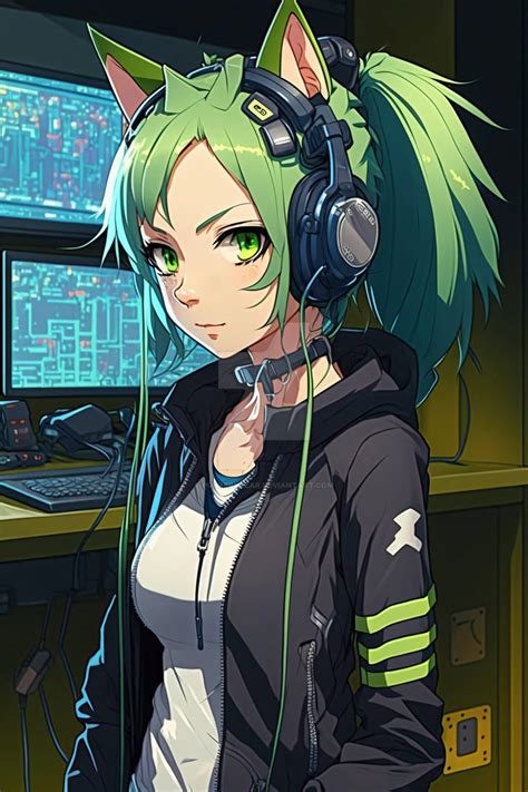 Green Hair Punk Cat Girl 3 By Punkerlazar On Deviantart