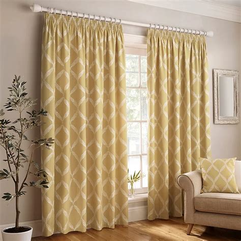 Paoletti Olivia Lattice Embroidered Pencil Pleat Curtains Citron Diy