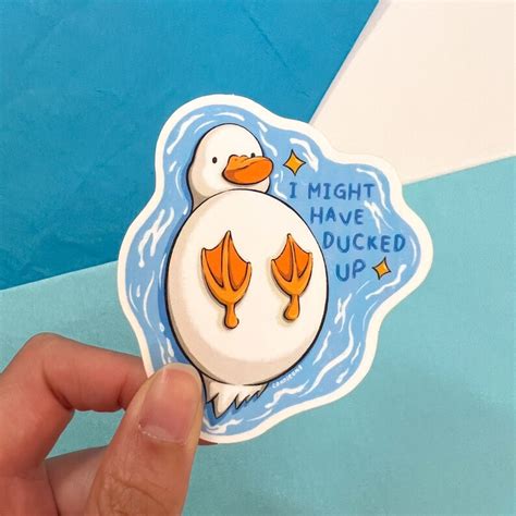 Duck Upside Down Sticker Silly Duck Matte Stickers Weatherproof Vinyl