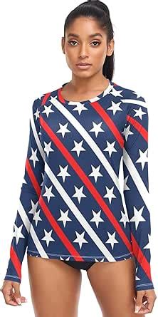 Stars And Stripes Womens Sun Protection Rash Guard Long Sleeve