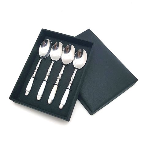 Jatujakmall Email To Seller Coffee Spoon Pearl Shell Set In Silk Box 4 Pcs Coffee Spoon
